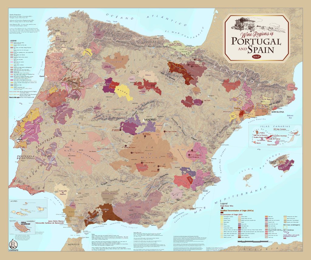Portugal & Spain – Wine Regions Map